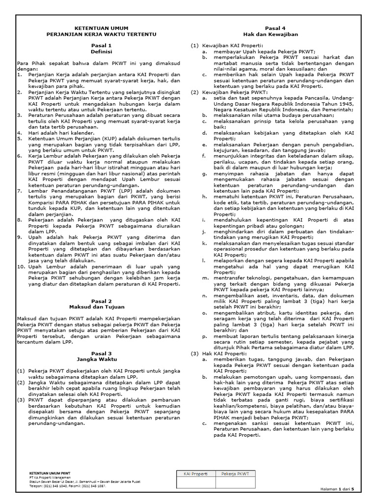 Kup Standard Kontrak PKWT | PDF