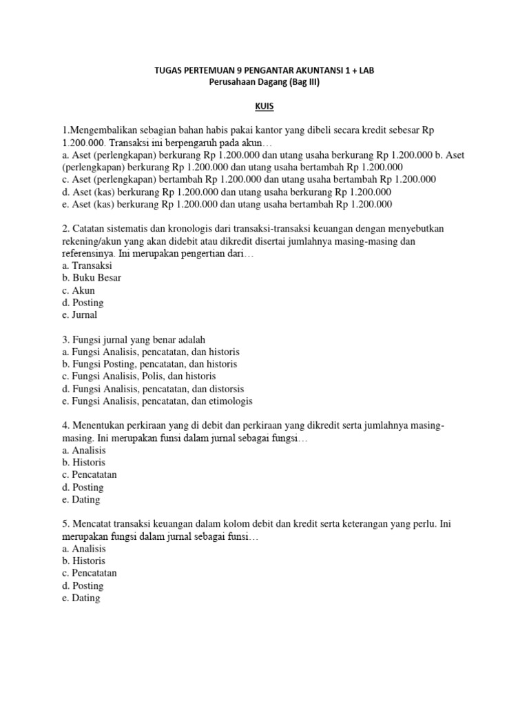 Contoh Soal Perusahaan Dagang | PDF