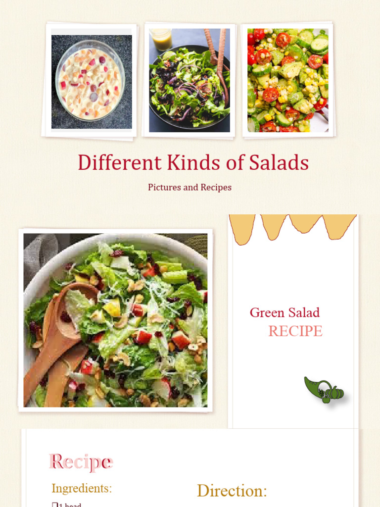 Kinds of Salads | PDF | Salad | Food Ingredients