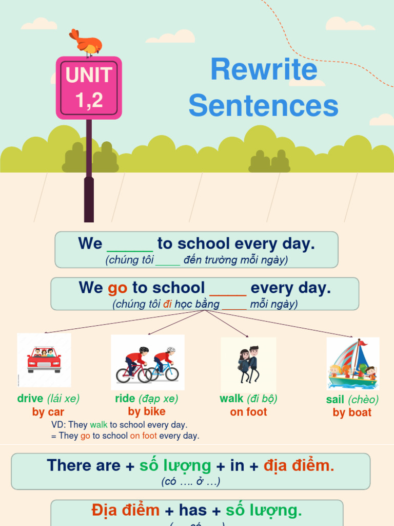 English 6 - Unit 1,2 - Rewrite The Sentences | PDF