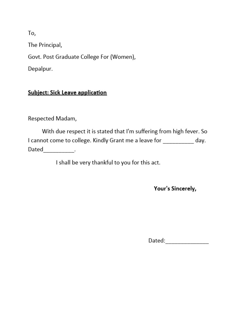 Application For Sick Leave | PDF