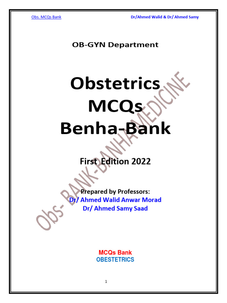 OB-GYN MCQs Bank First Edition | PDF | Pregnancy | Fetus