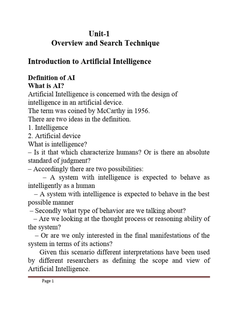 Artificial Intelligence Notes | PDF