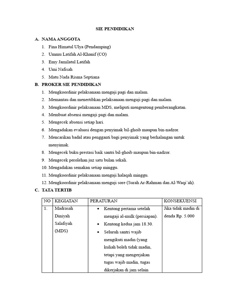 Proker Sie Pendidikan | PDF