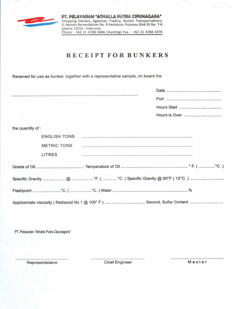 Receipt Bunker PT - APC | PDF