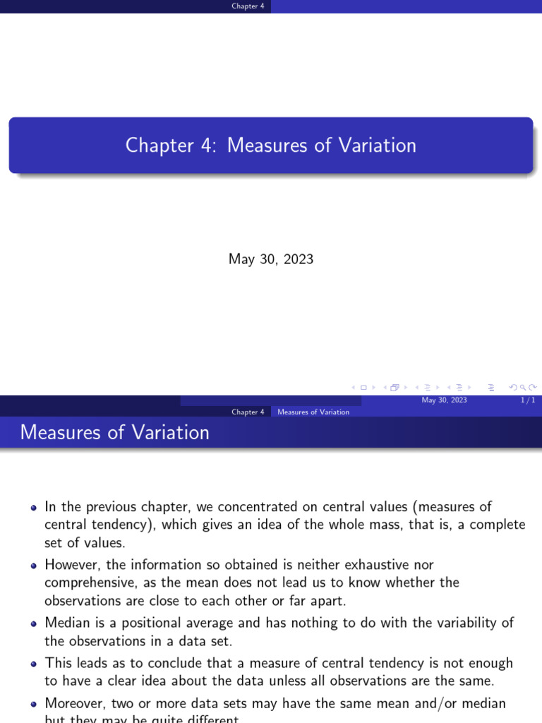 Intro CH 4-1 | PDF | Coefficient Of Variation | Variance