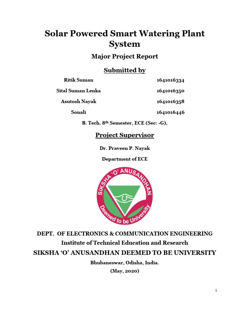 Final Year Project Report 2020 On Solar Energy | PDF | Solar Panel ...