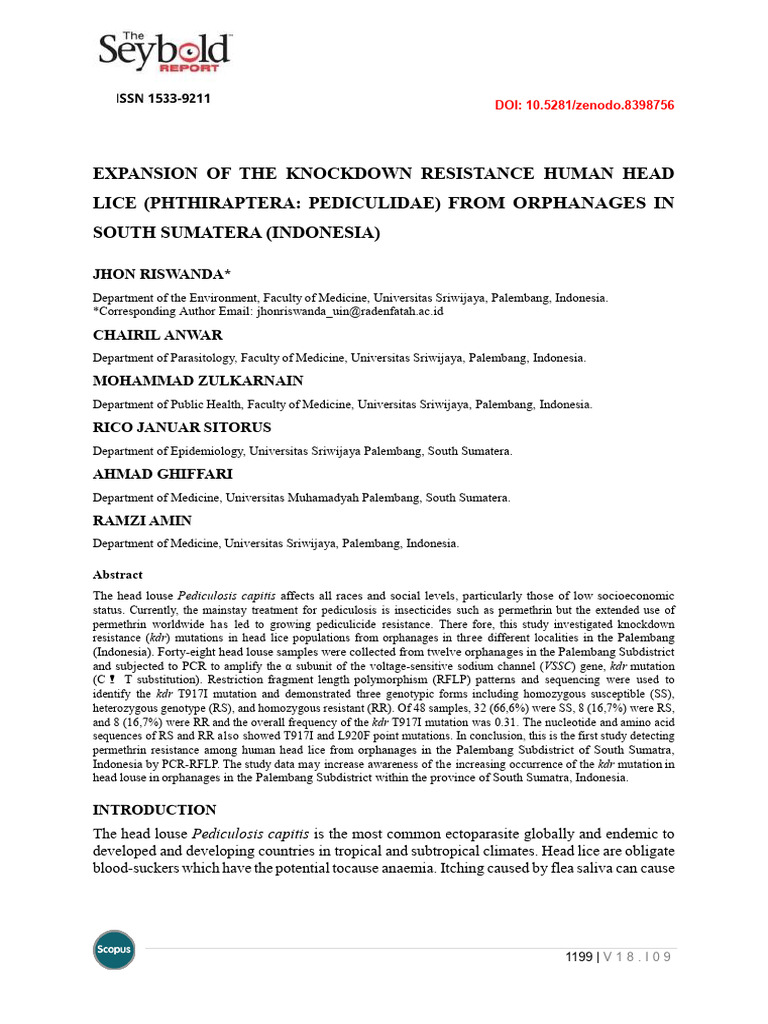 Expansion of The Knockdown Resistance Human Head Lice (Phthiraptera: Pediculidae) From ...