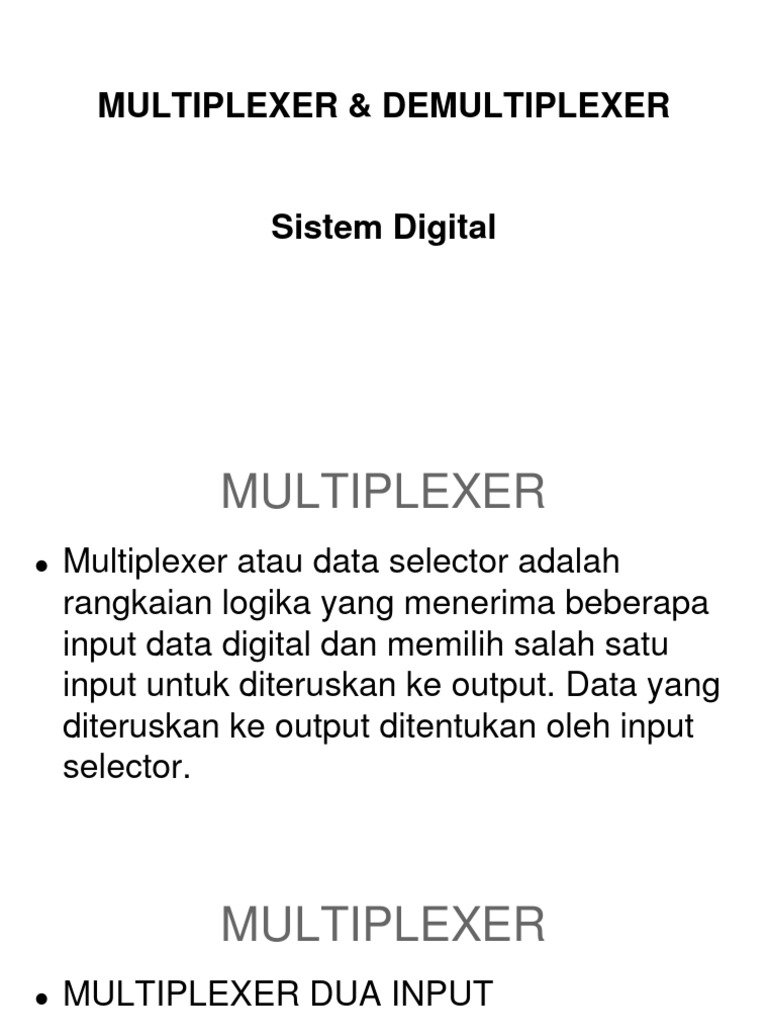 Multiplexer Demultiplexer | PDF