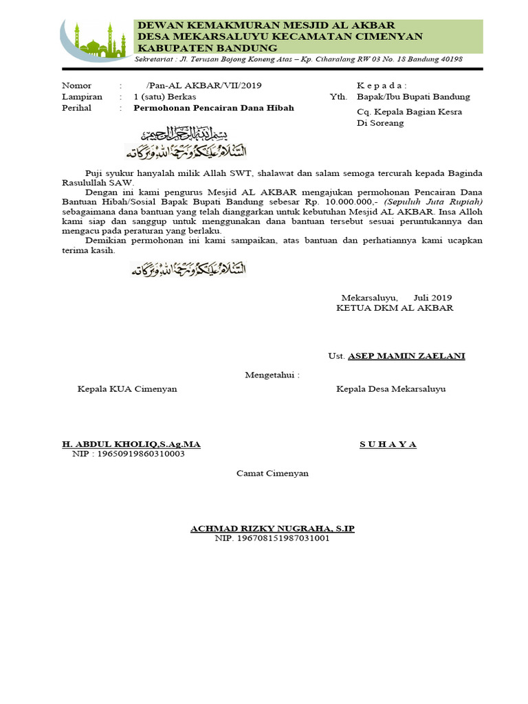 Proposal Mesjid Al Akbar RW 03 | PDF