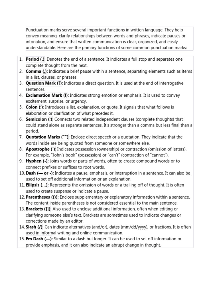Punctuation Marks | PDF | Punctuation | Bracket