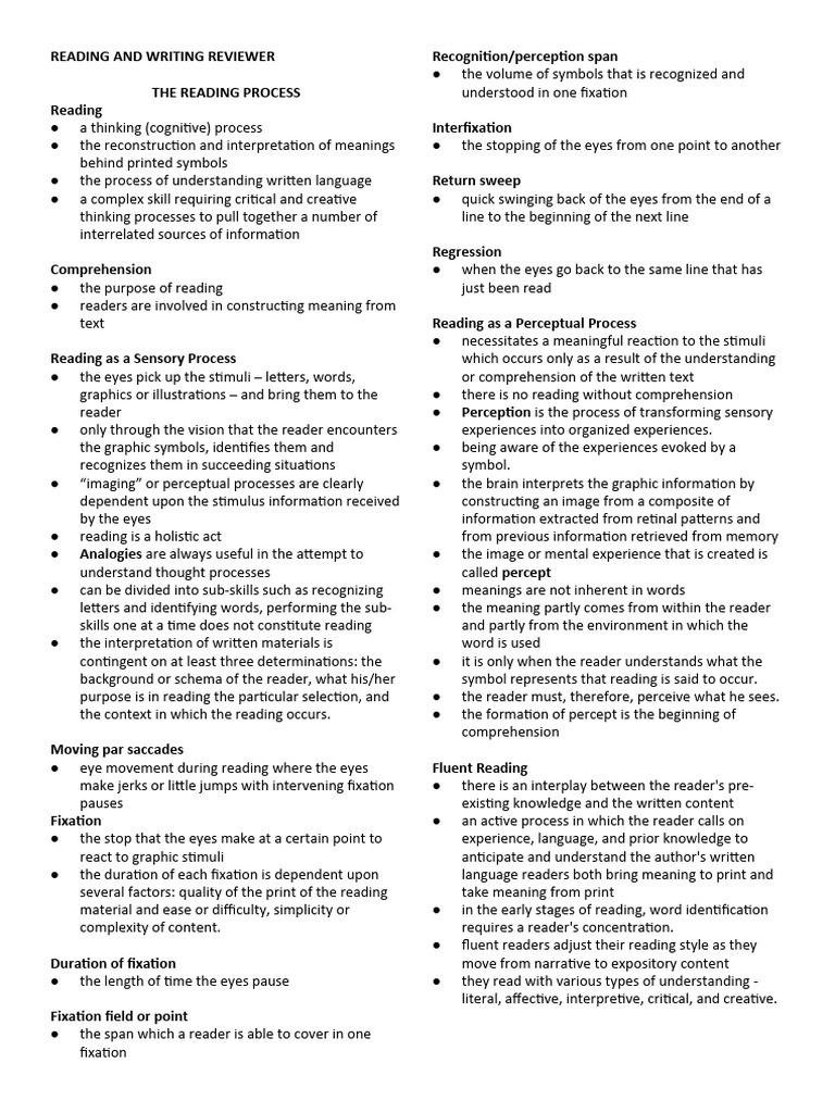 READING AND WRITING REVIEWER | PDF
