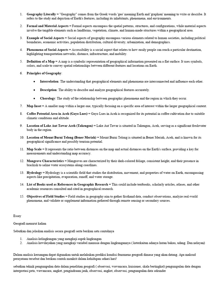 Kisi Kisi Geografi Kelas 10 | PDF | Geography | Map