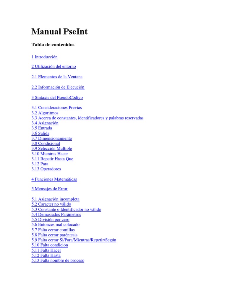 Manual PseInt | PDF | Programa de computadora | Programación