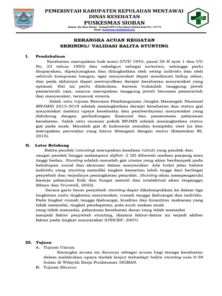 Kak Skrining Validasi Balita Stunting | PDF
