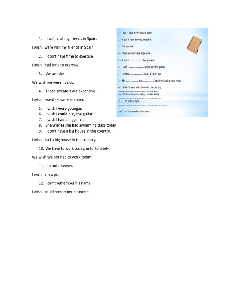 Common Wishes and Regrets Examples | PDF | Travel | Language Arts ...