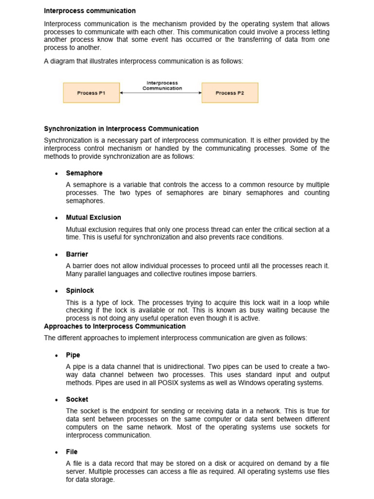 Interprocess communication | PDF | Thread (Computing) | Process (Computing)