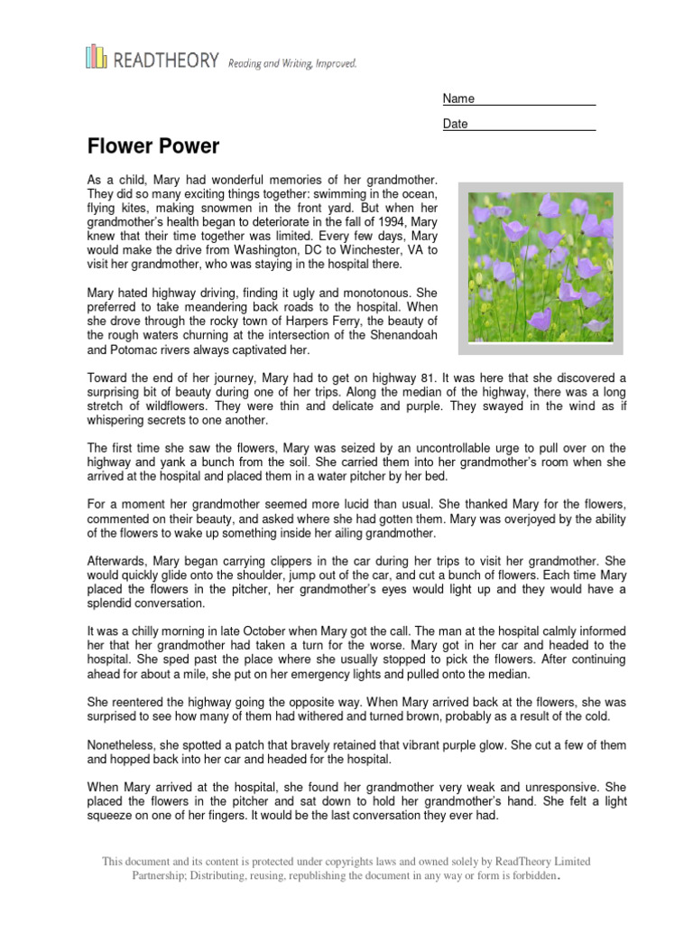 8th Grade Flower Power Text - Questions | PDF