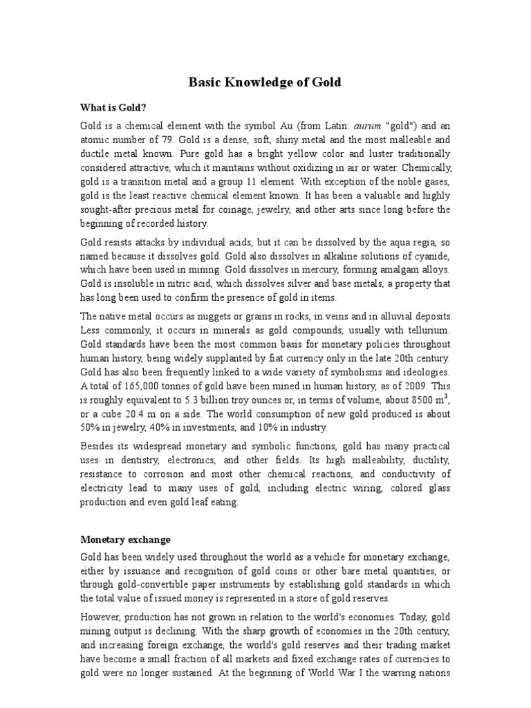 Basic Course For Gold Investment | PDF