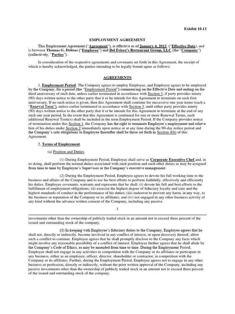 Employment Agreement Exhibit 10 | PDF