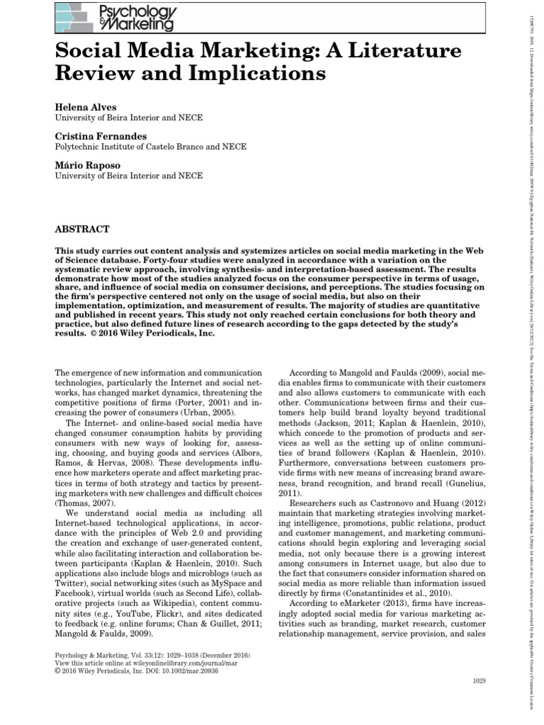 Social Media Marketing Literature Review | PDF | Social Media | Popular ...