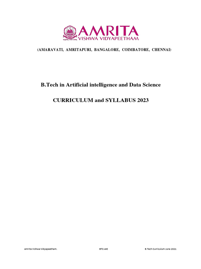 B.tech AI&DS Curriculum&Syllabus | PDF B.tech AI&DS Curriculum&Syllabus | PDF