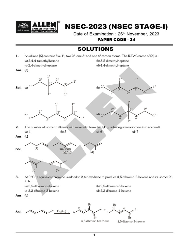 NSEC 2023 Exam Solution Paper | PDF | Osmosis | Zeolite