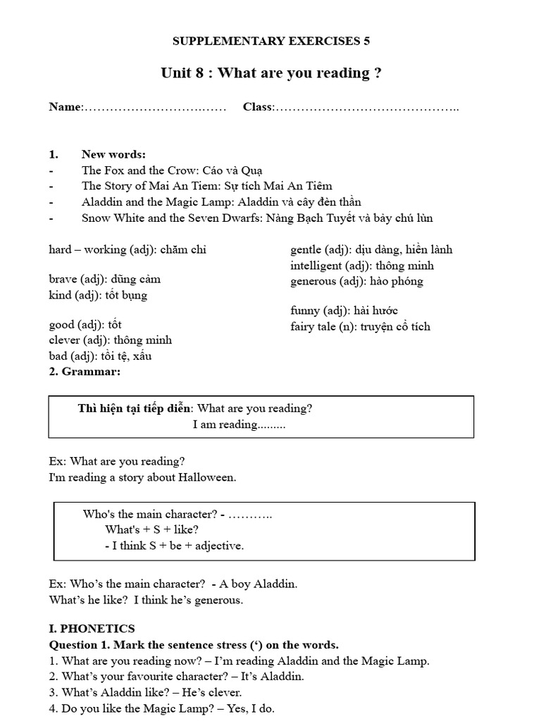 Grade 5 - Unit 8 - Worksheet | PDF