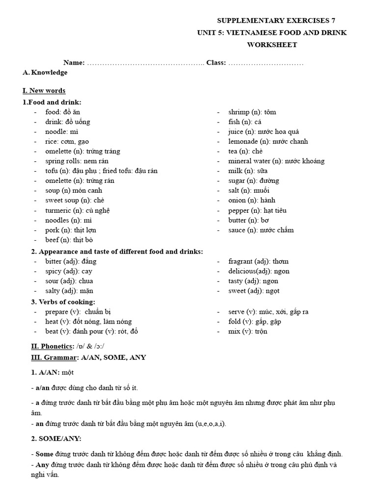 Ade 7 - Unit 5 - Worksheet | PDF
