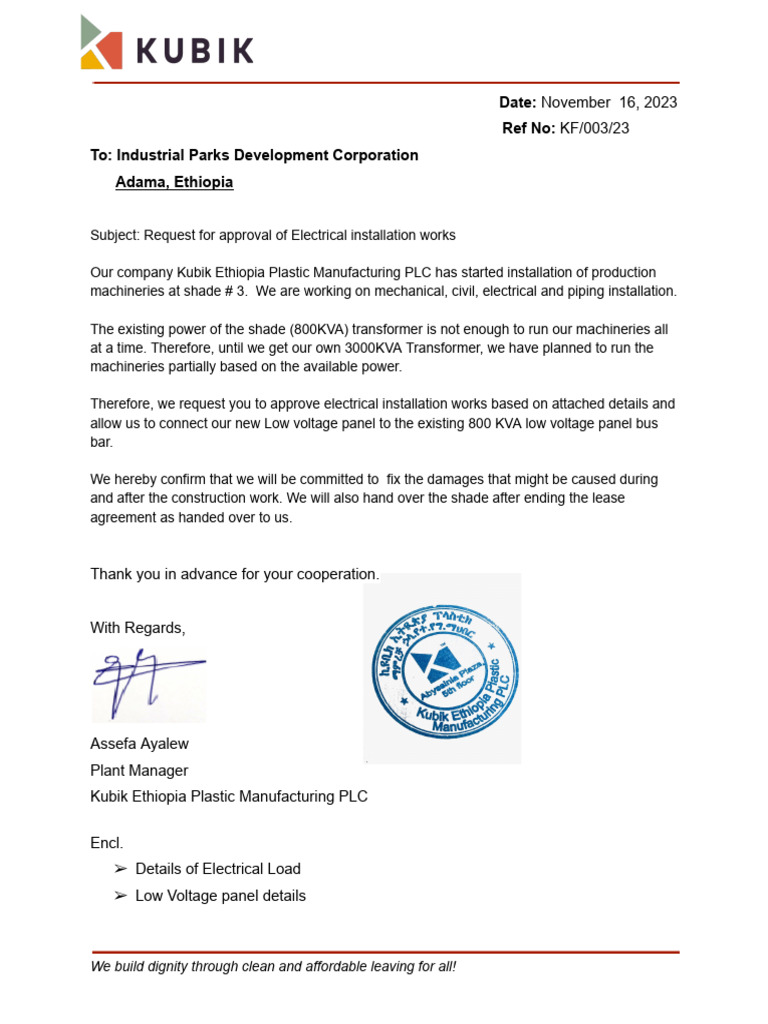 Request For Electrical Installation Works | PDF