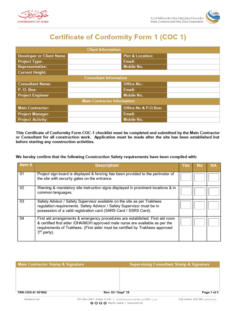 Construction Safety Compliance COC-1 | PDF | Waste | Risk Assessment