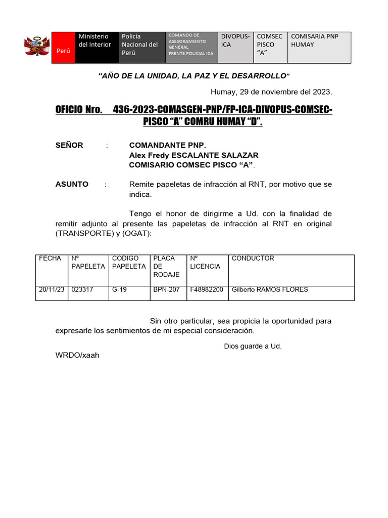 Oficio Solo Pape | PDF | Seguridad nacional | Comunidad andina