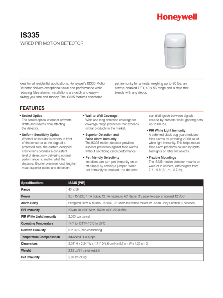 IS335 PIR Data Sheet | PDF