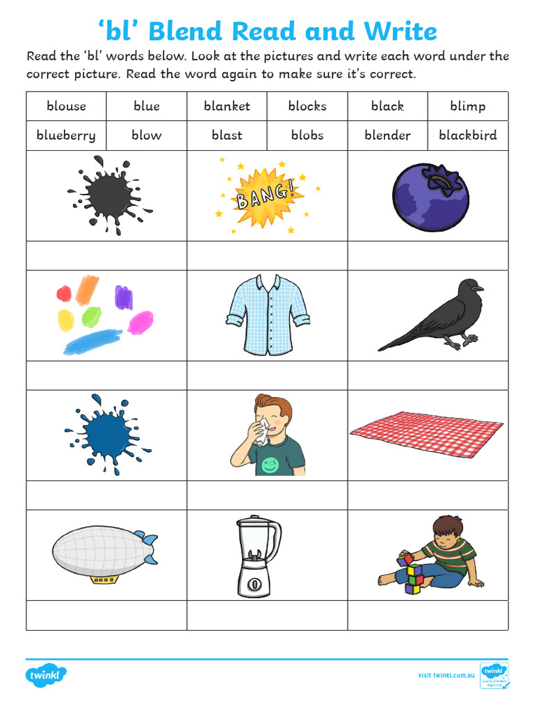 BL - Blend Read and Write Worksheet | PDF
