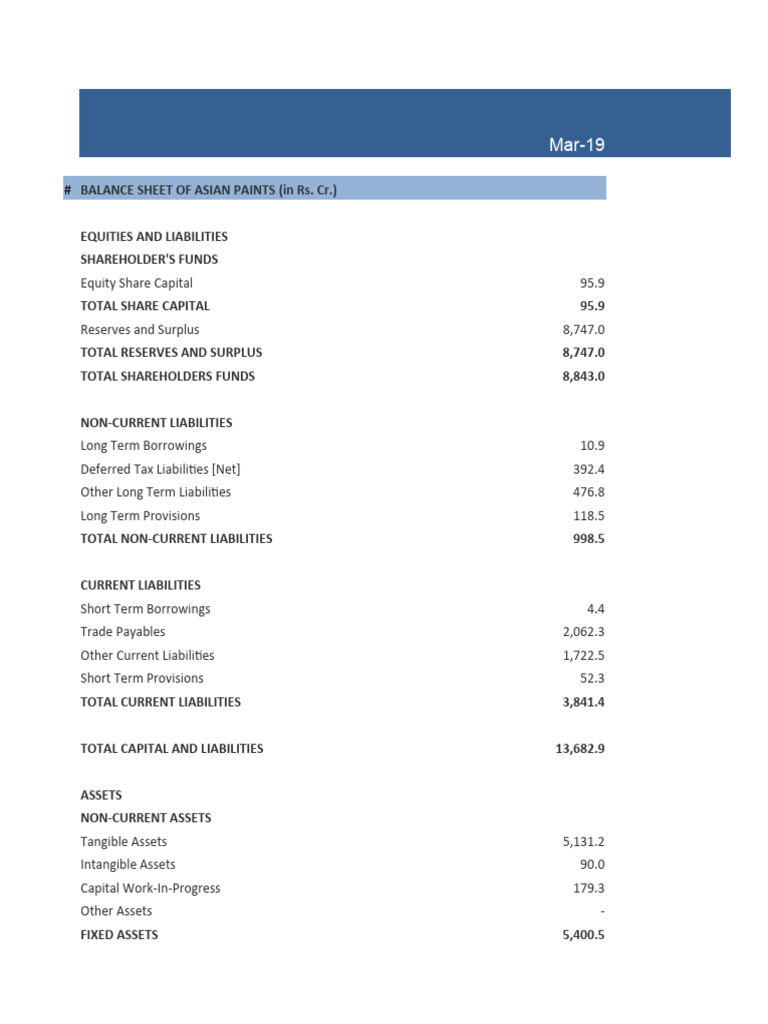 Asian Paints | PDF | Expense | Balance Sheet
