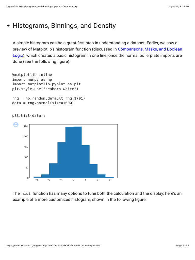 04.05-Histograms-and-Binnings - Ipynb - Colaboratory | PDF | Technology & Engineering