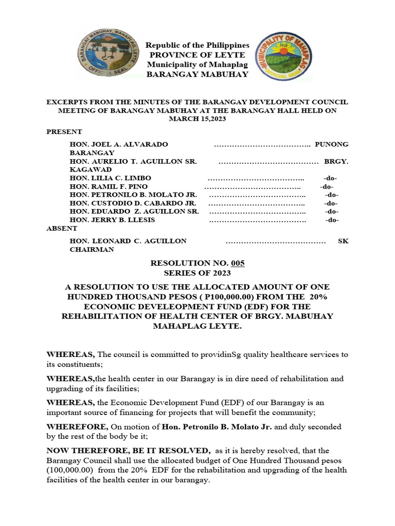 Resolution For 20% HEALTH CENTER | PDF