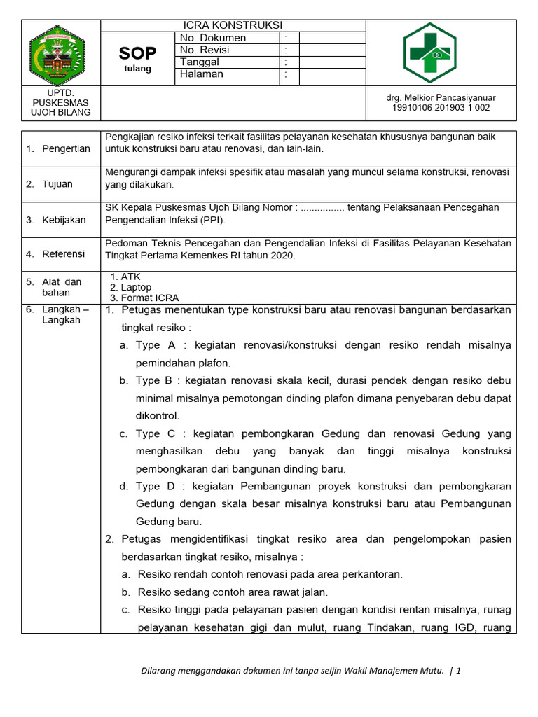 5.5.2 SOP ICRA Konstruksi | PDF