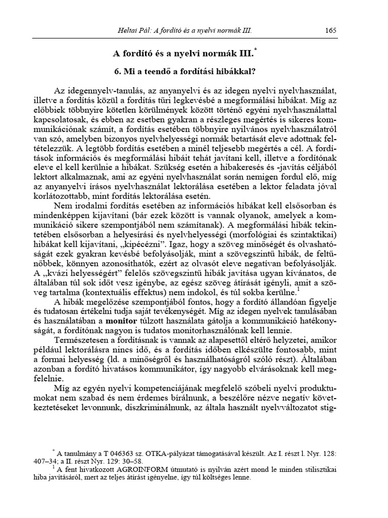 Heltai Pál: A Fordító És A Nyelvi Normák III. | PDF