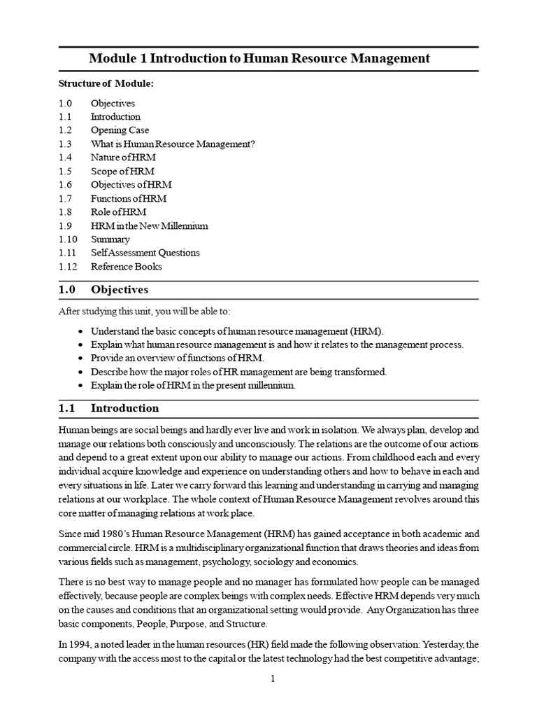 HRM Module 1 | PDF | Career & Growth