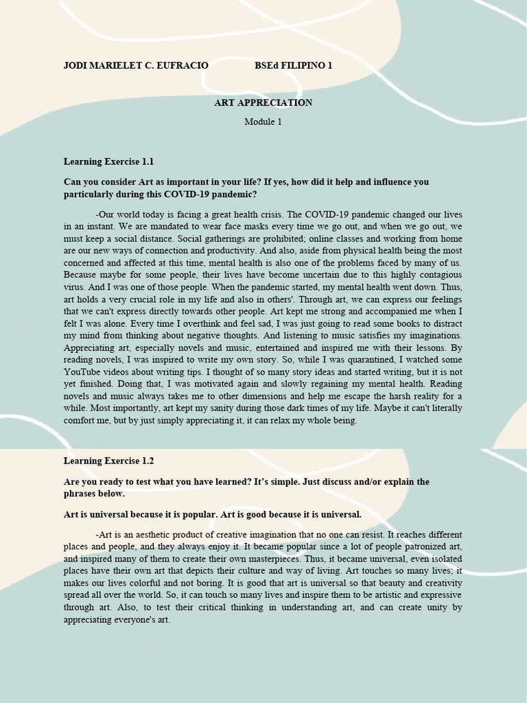 Art m1 | PDF | Fair Use | Imagination