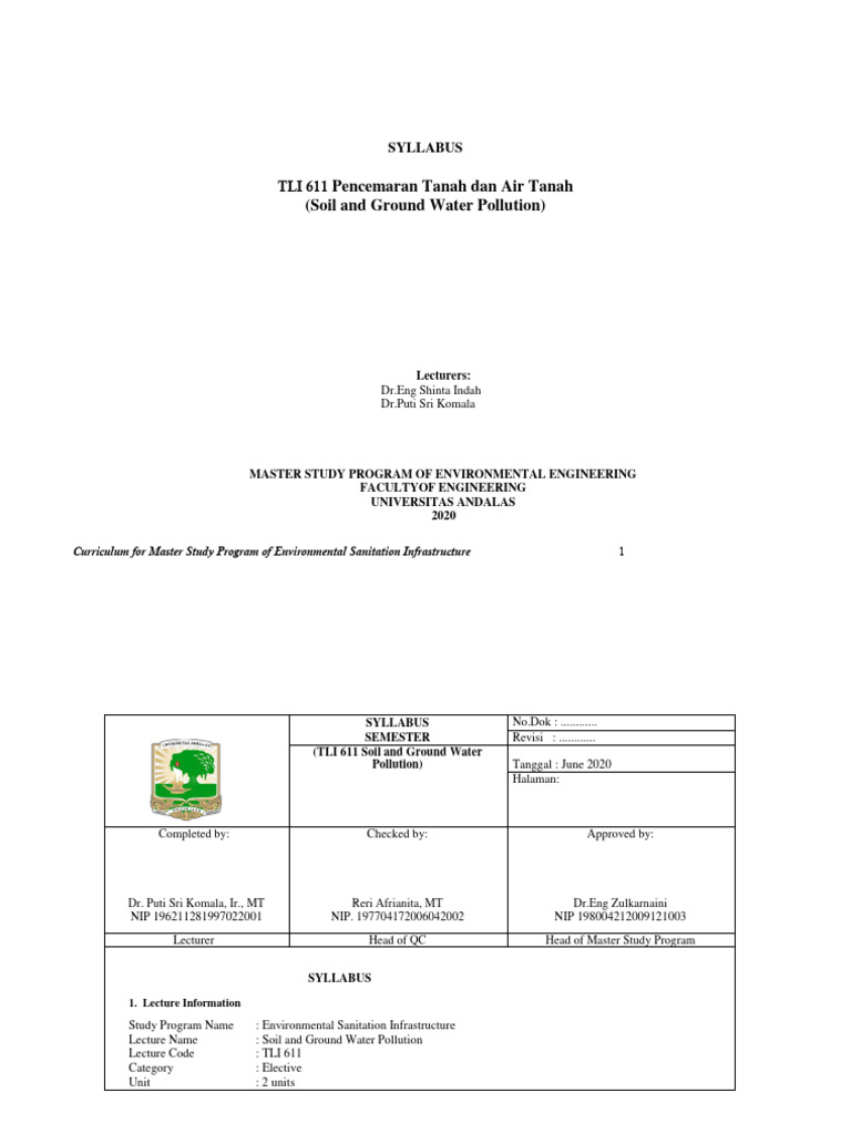 Syllabus GSGS - Pencemaran Tanah Dan Air Tanah | PDF | Environmental Remediation | Pollution