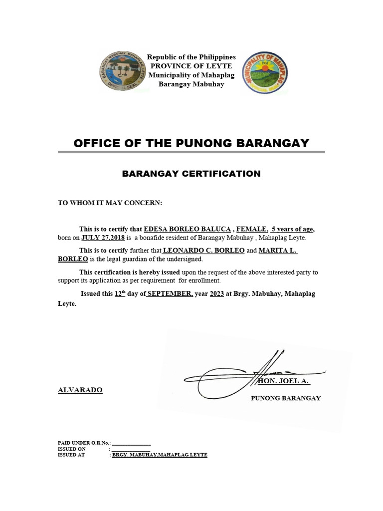 Certification For Guardianship | PDF