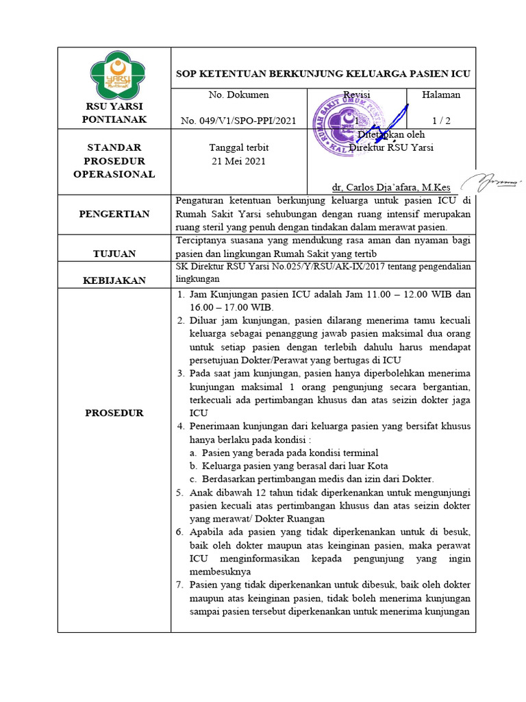 49. SPO PENGUNJUNG ICU | PDF