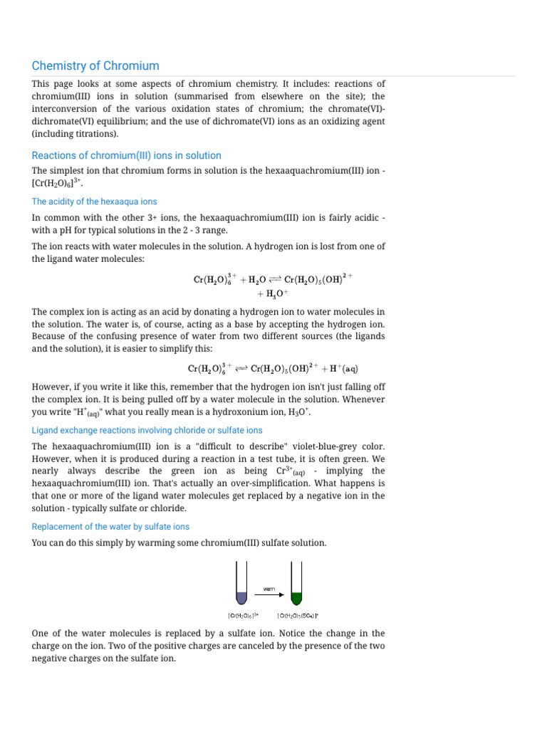 Chemistry of Chromium - Chemistry LibreTexts | PDF