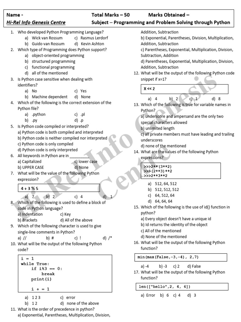Python Paper 1 Download Free Pdf Python Programming Language Bracket