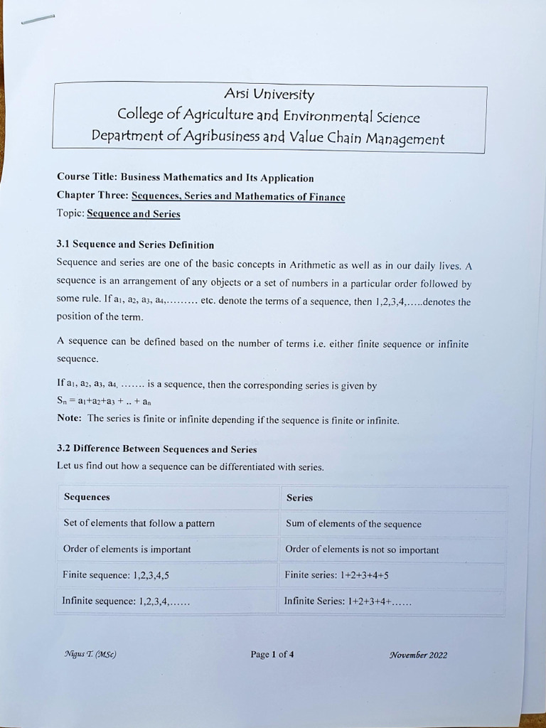 Business Mathematics Handout | PDF