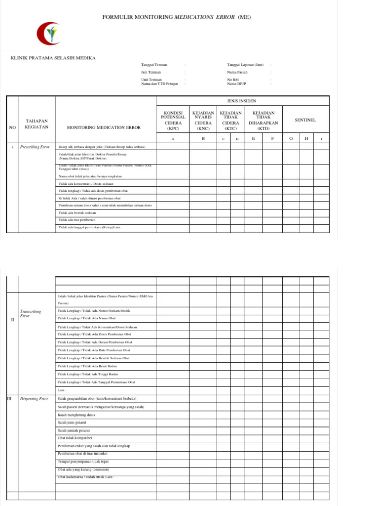 FORM Medication Error | PDF