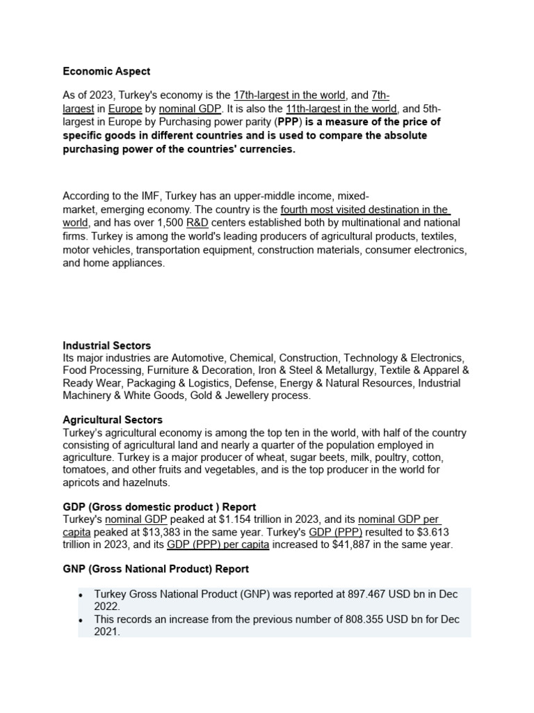 Economy of Turkey | Download Free PDF | Inflation | Gross Domestic Product