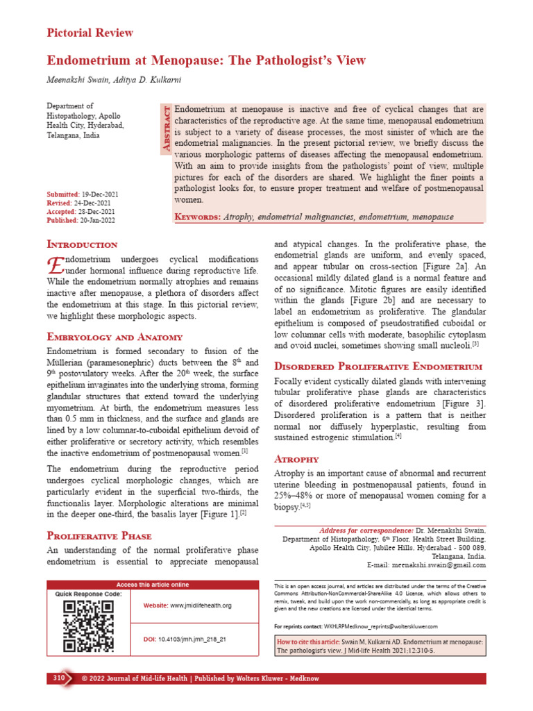 JMH 12 310 Endometrial Biopsy | PDF | Carcinoma | Menopause